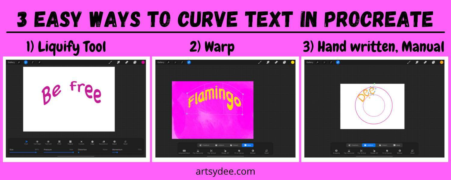 How To Curve Text In Procreate 6 Easy Methods Free Curved Lettering Grid 🎨 Artsydee
